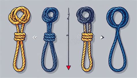 Instructional Diagram For Tying A Sliding Noose Knot Stock Illustration