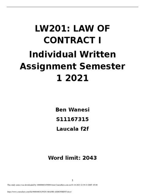Lw201 Major Assignment Pdf Pdf