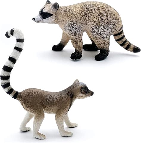 Geminiandgenius Raccoon Lemur Animal Action Figure Toy Set