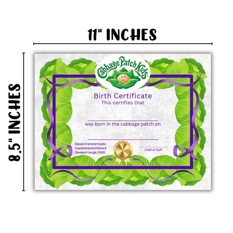 Cabbage Patch Birth Certificate Printable Printable Templates