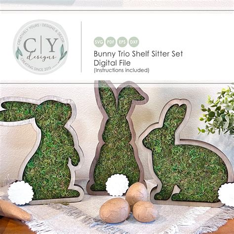 Bunny Svg Shelf Sitter Set Svg File Easter Decor Spring Decor