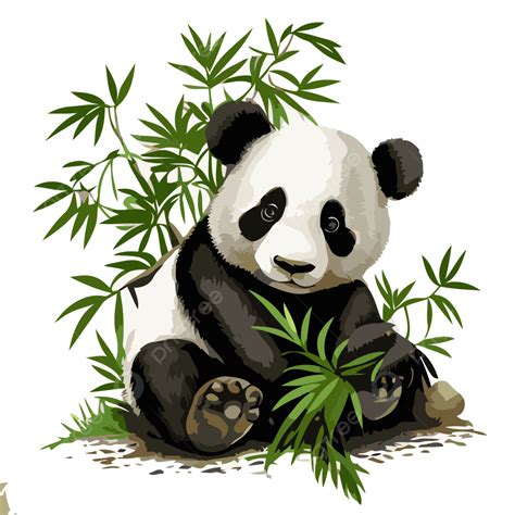 Free Panda Vector Sticker Clipart Cute Panda Bear Sitting By Bamboo