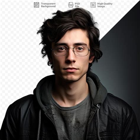 Premium Psd A Man Wearing Glasses And A Jacket With A Picture Of A Man In Glasses
