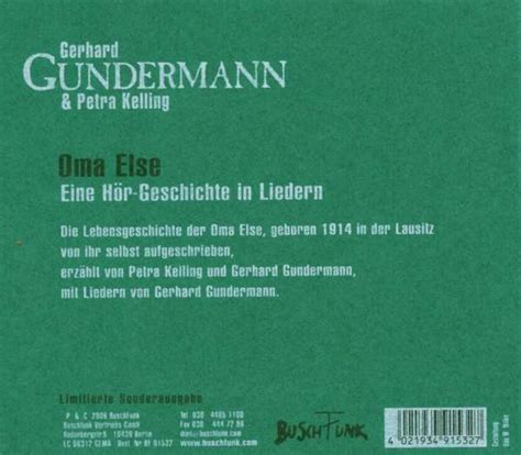 Osta Gerhard Gundermann Oma Else Cd Levy Netistä Sumashopfi