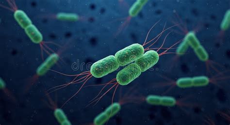 Close Up Of Bacteria With Flagella Demonstrating Microbiology And