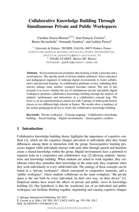 Pdf Collaborative Knowledge Building Through Simultaneous Private And