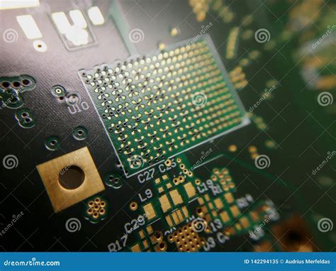 Macro Close Up Of Pcb Bga Footprint Stock Image Image Of Layout