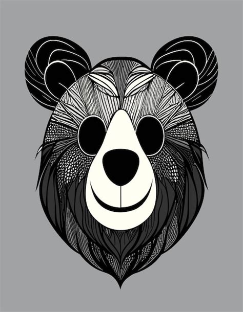 Cute Bear Face 2d Desenho Vetorial Vetor Premium