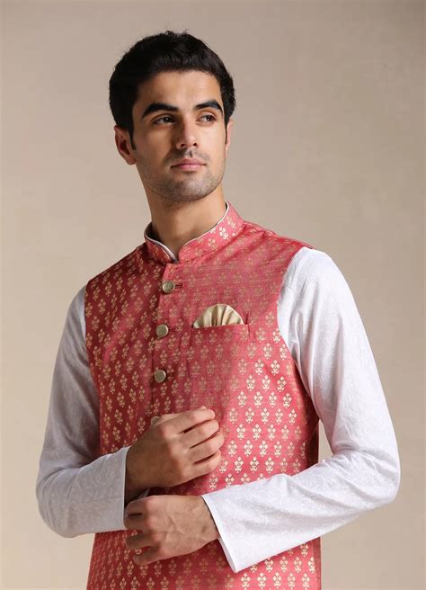 Buy Rust Red Jacket With Golden Motifs Online In The Usa Manyavar