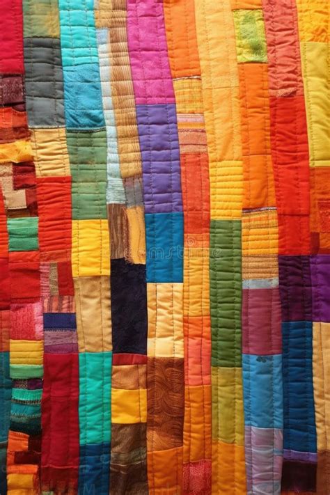 Colorful Patchwork Quilt Symbolizing Cultural Diversity Stock