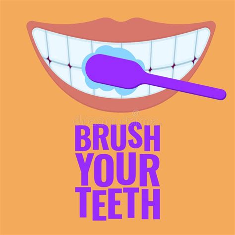 Brush Your Teeth Vector Illustration Brushing Teeth Sign Vector Stock