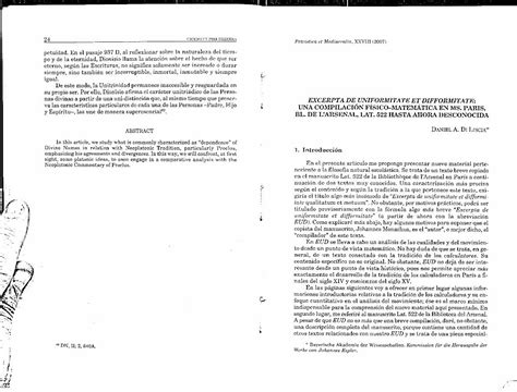 Pdf „excerpta De Uniformitate Et Difformitate Una Compilación Físicomatemática En Ms Paris