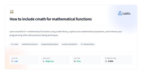 how to include cmath for mathematical functions labex