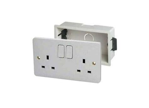 2gang Double 3 Pin Socket Electrical Switch Socket Dry Lining Back Box SET EBay Led