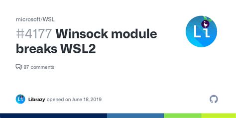 Winsock Module Breaks Wsl Issue Microsoft Wsl Github