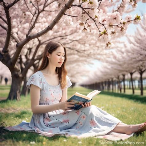 Spring Reading Scene Stable Diffusion Online