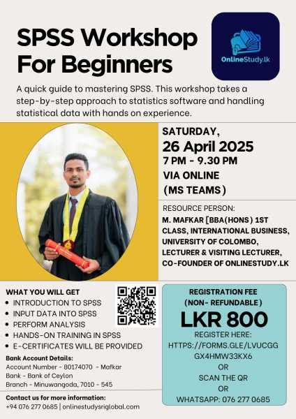 Spss Workshop For Beginners Sip Lanka Ads