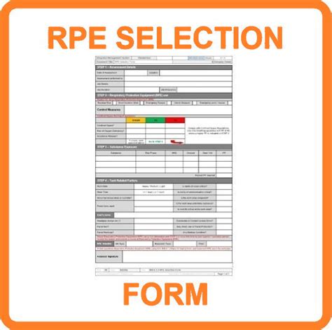 Rpe Selection Form Brew Safety
