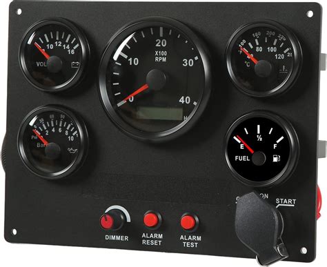 Digital Gauge Cluster Set Boat Instrument Panel 4000rpm Tachometer