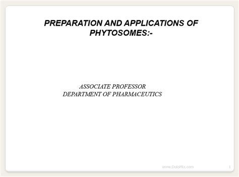 Preparation And Applications Of Phytosomes Pdfppt Download Now Dulomix