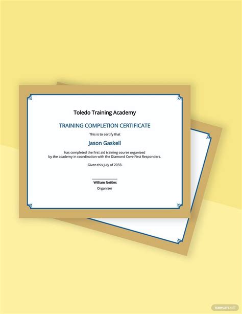 Training Certificate Templates In Word Certificate Of Course Completion