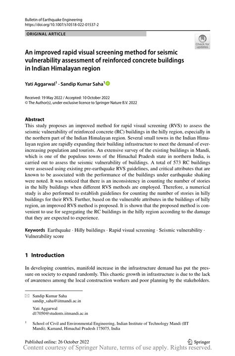 An Improved Rapid Visual Screening Method For Seismic Vulnerability Assessment Of Reinforced