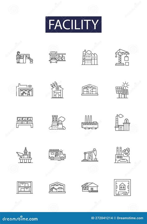 Facility Line Vector Icons And Signs Building Site Complex Place