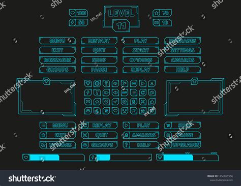 Neon Game Ui Kit There Set Stock Vector Royalty Free 1756851956