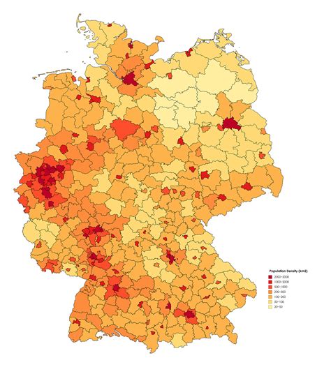 Population Density Map Of Germany R Mapporn
