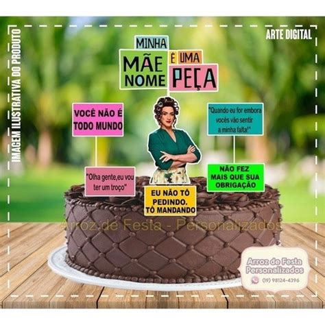 Topo Topper De Bolo Personalizado Minha Mãe É Uma Peça Shopee Brasil
