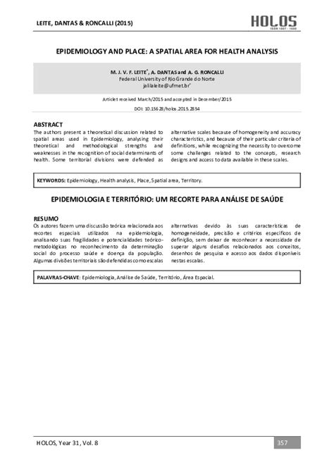 Pdf Epidemiology And Place A Spatial Area For Health Analysis