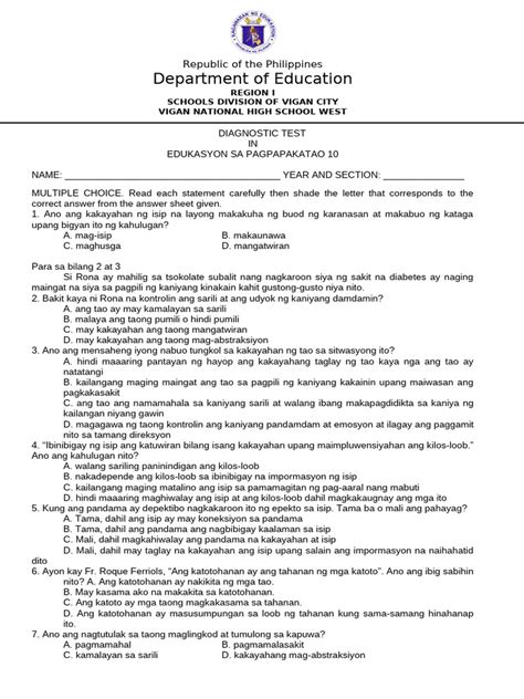 Esp 10 Diagnostic Pdf