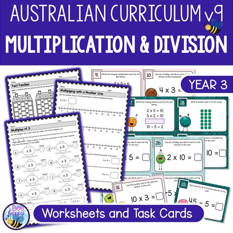 Australian Curriculum V9 Year 3 Multiplication And Division Worksheets And Task Cards