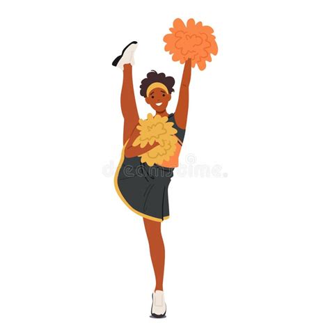 Energetic Black Cheerleader Girl Character In Vibrant Uniform Wields