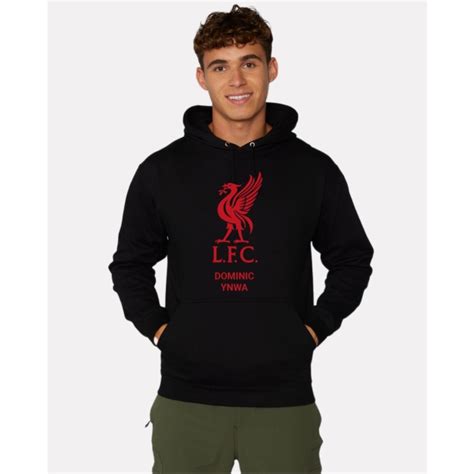 Personalise Your Lfc Red Liverbird Personalised Black Hoody At The
