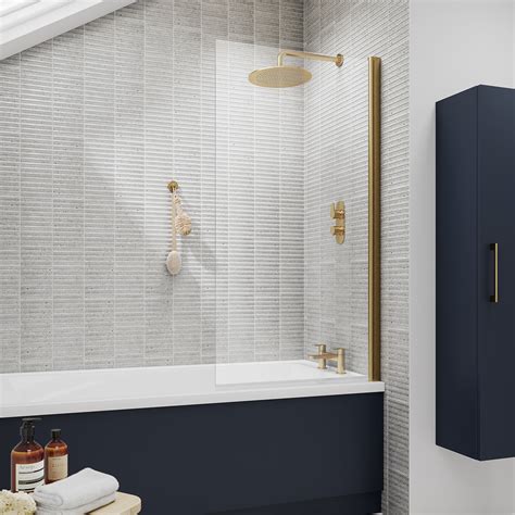 Nuie Pacific Square Bath Screen Brushed Brass Brushed Brass Bathshack