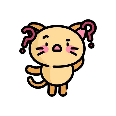 A Cartoon Cat With Question Marks On Its Head 52061702 Vector Art At