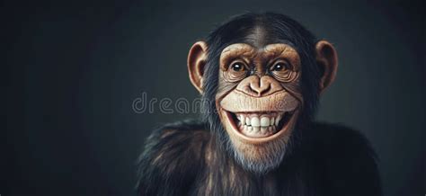 Realistic Smiling Monkey Portrait With Expressive Features And Detailed