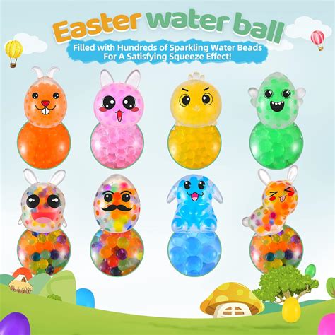 Pack Prefilled Easter Eggs Stress Ball Toy Easter Basket Stuffers With Squishy Squeeze Balls