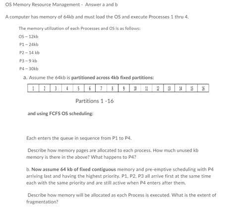 solved os memory resource management answer a and b a