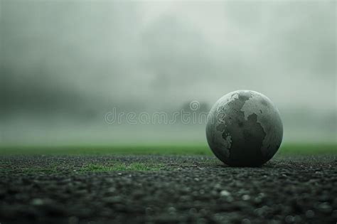 A Planet Earth Shaped Ball Rolling On The Ground Green Grass In