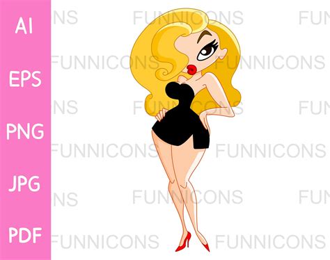 Dibujos Animados Clipart De Una Sexy Mujer Rubia Pinup En Un Etsy Espa A