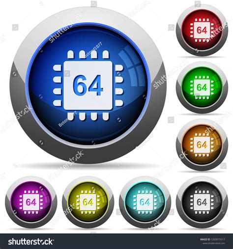Microprocessor 64 Bit Architecture Icons Round เวกเตอร์สต็อก ปลอดค่าลิขสิทธิ์ 1263015517