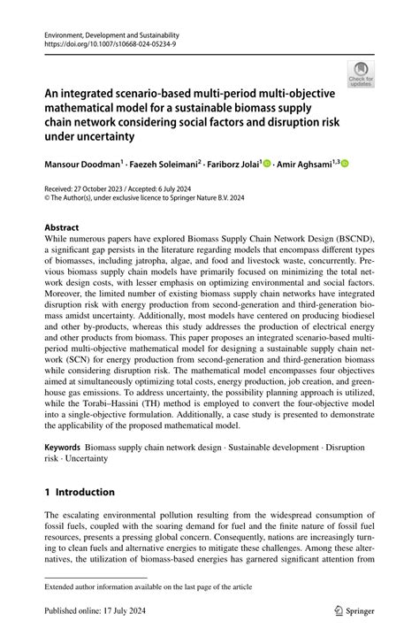 Pdf An Integrated Scenario Based Multi Period Multi Objective