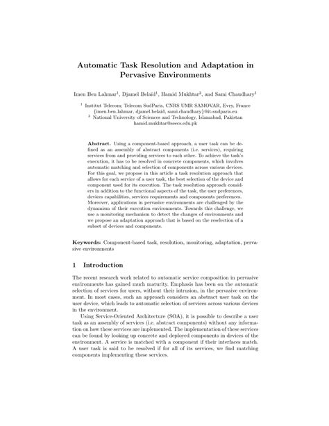 Pdf Automatic Task Resolution And Adaptation In Pervasive Environments