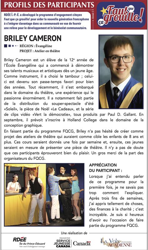 La Série Fqcg Débute Avec Le Profil De Briley Cameron RdÉe Île Du Prince Édouard