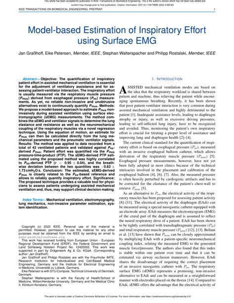 Pdf Model Based Estimation Of Inspiratory Effort Using Surface Emg