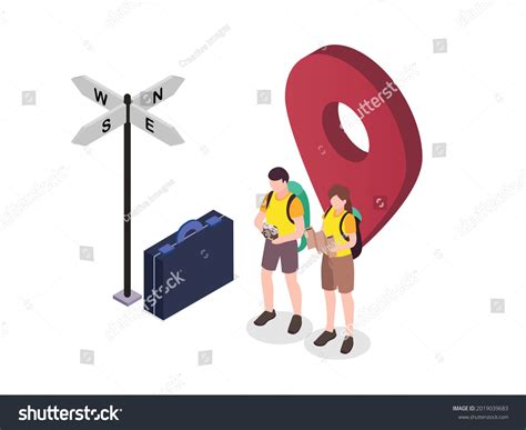 Tourism Design Concept Male Female Tourist Stock Vector Royalty Free