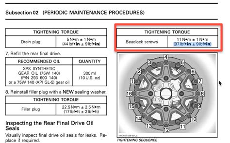 X Xc Bead Lock Bolt Torque Specs Can Am Atv Forum