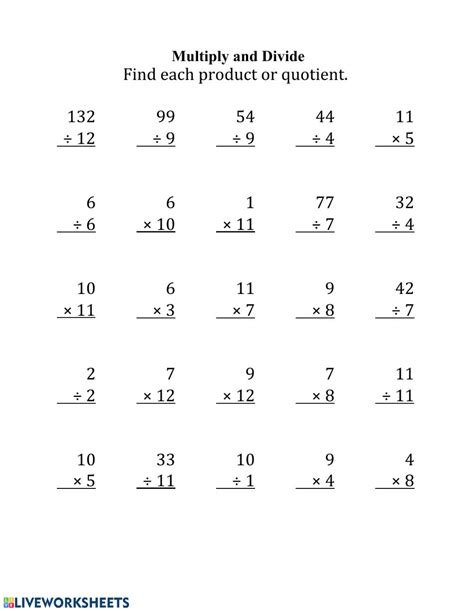 Multiplication And Division Worksheets 3rd Grade